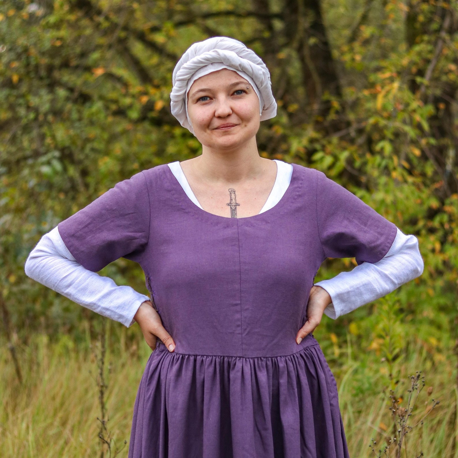 Cotte Simple Eve - 100% Linen - Work & Everyday Medieval Kirtle - Short ...