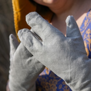 Medieval Gloves - 100% Linen - Women’s Three-finger Gloves - Linen ...