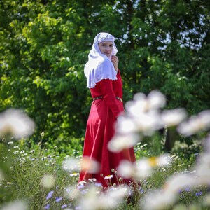 Medieval Veil 100% Silk With Freshwater Pearls Oval Veil With Fillet ...