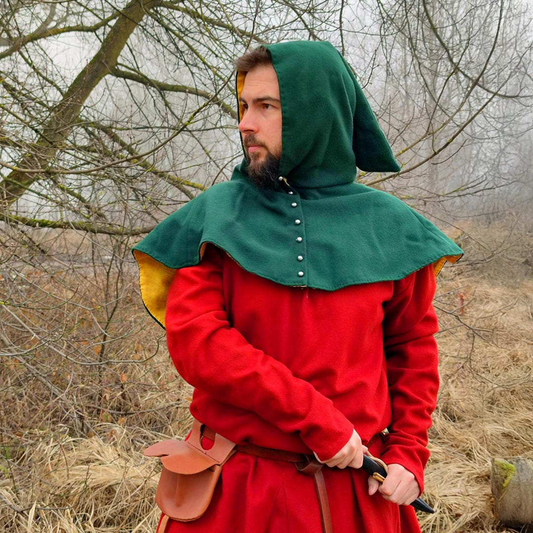 Early Medieval Mens Hood Henry Medieval Cowl With Buttons 12th & 13th Century Reenactment, LARP ...