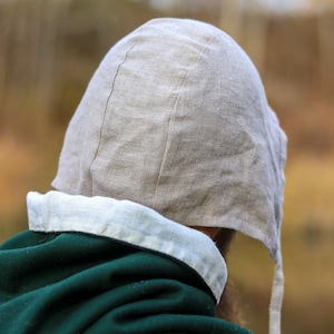 Linen Coif - Medieval Headwear for Men - Reenactment & LARP Cap ...