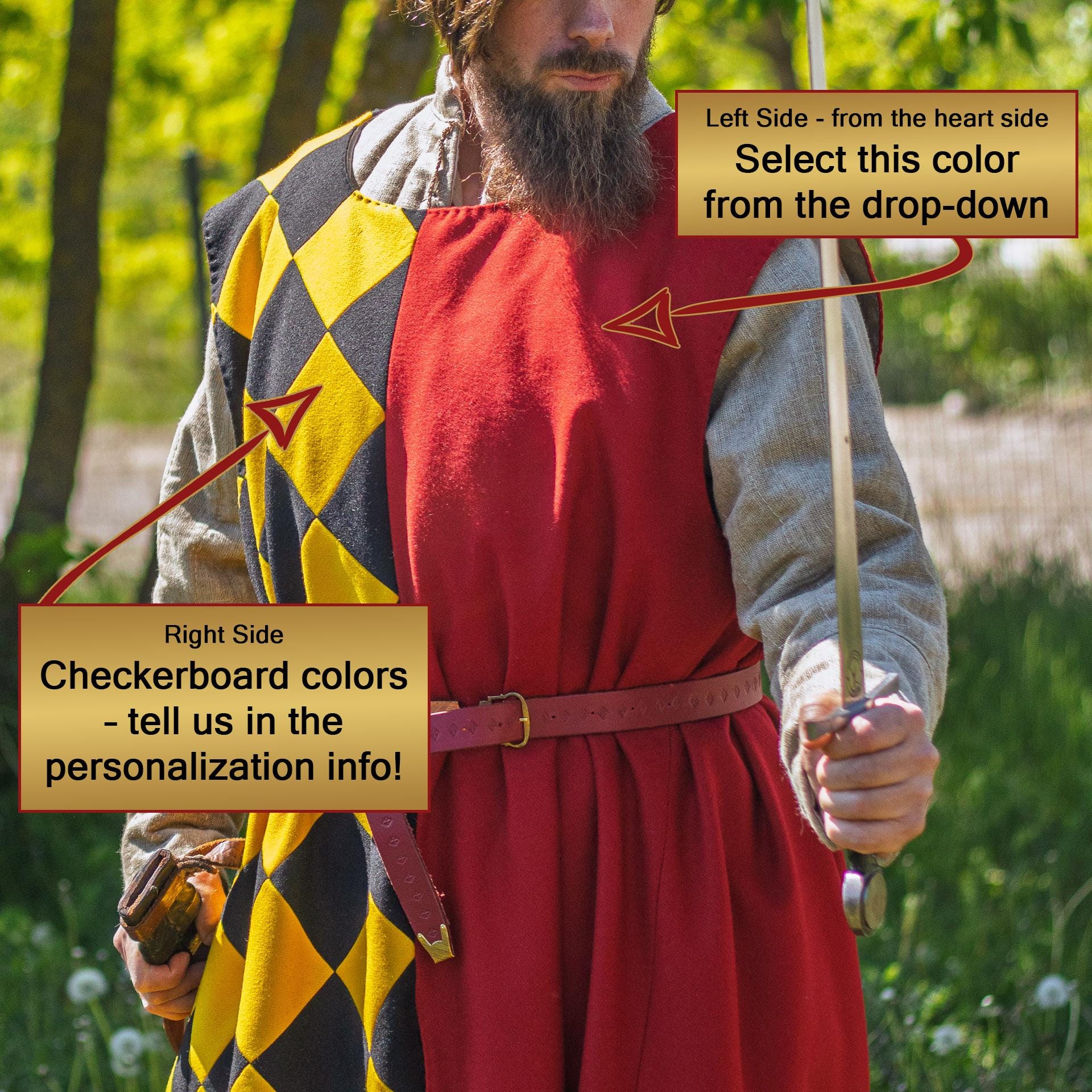 Over-armor Tunic - Customizable Woolen Tabard - Over-tunic - Armor Surcoat - LARP Costume ...