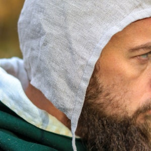 Linen Coif - Medieval Headwear for Men - Reenactment & LARP Cap ...