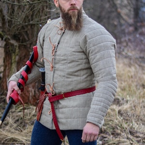 FG Gambeson Natural Linen Medieval Padded Armor 15th Century Long ...