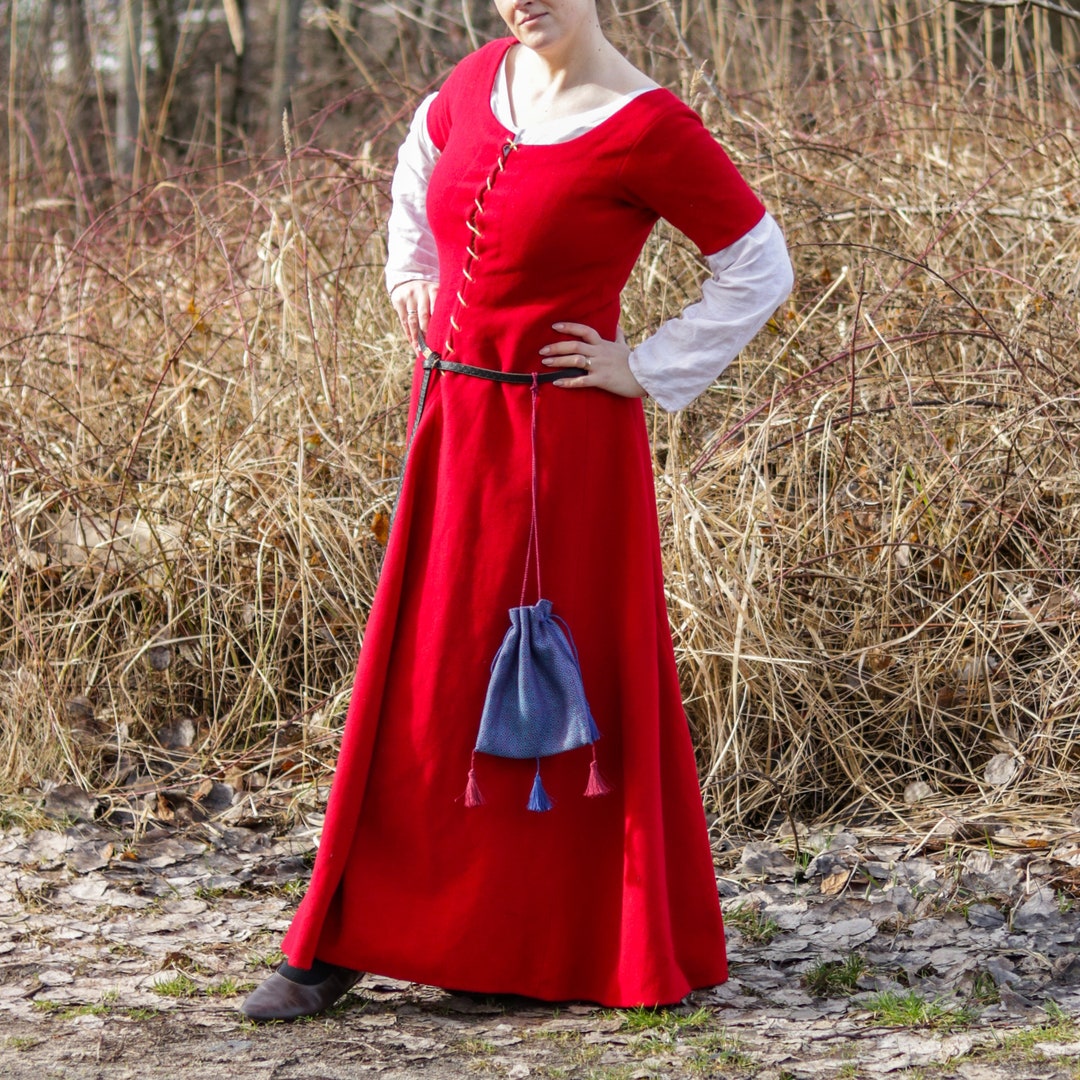 Women’s Cotte Emma - Medieval Wool Dress With Short Sleeves - Simple ...