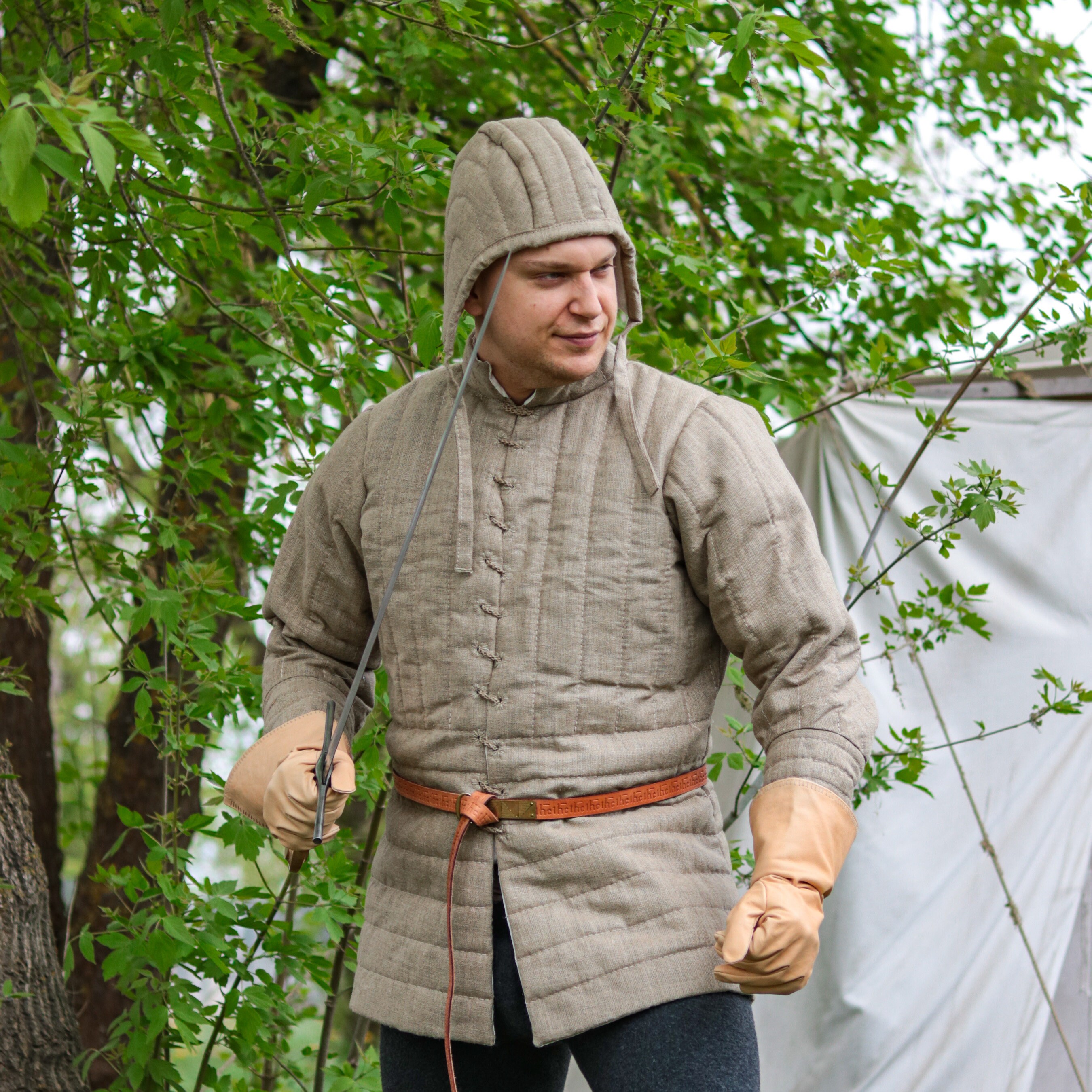 Linen Padded Coif - Medieval Arming Cap for Helmet - Quilted Head ...