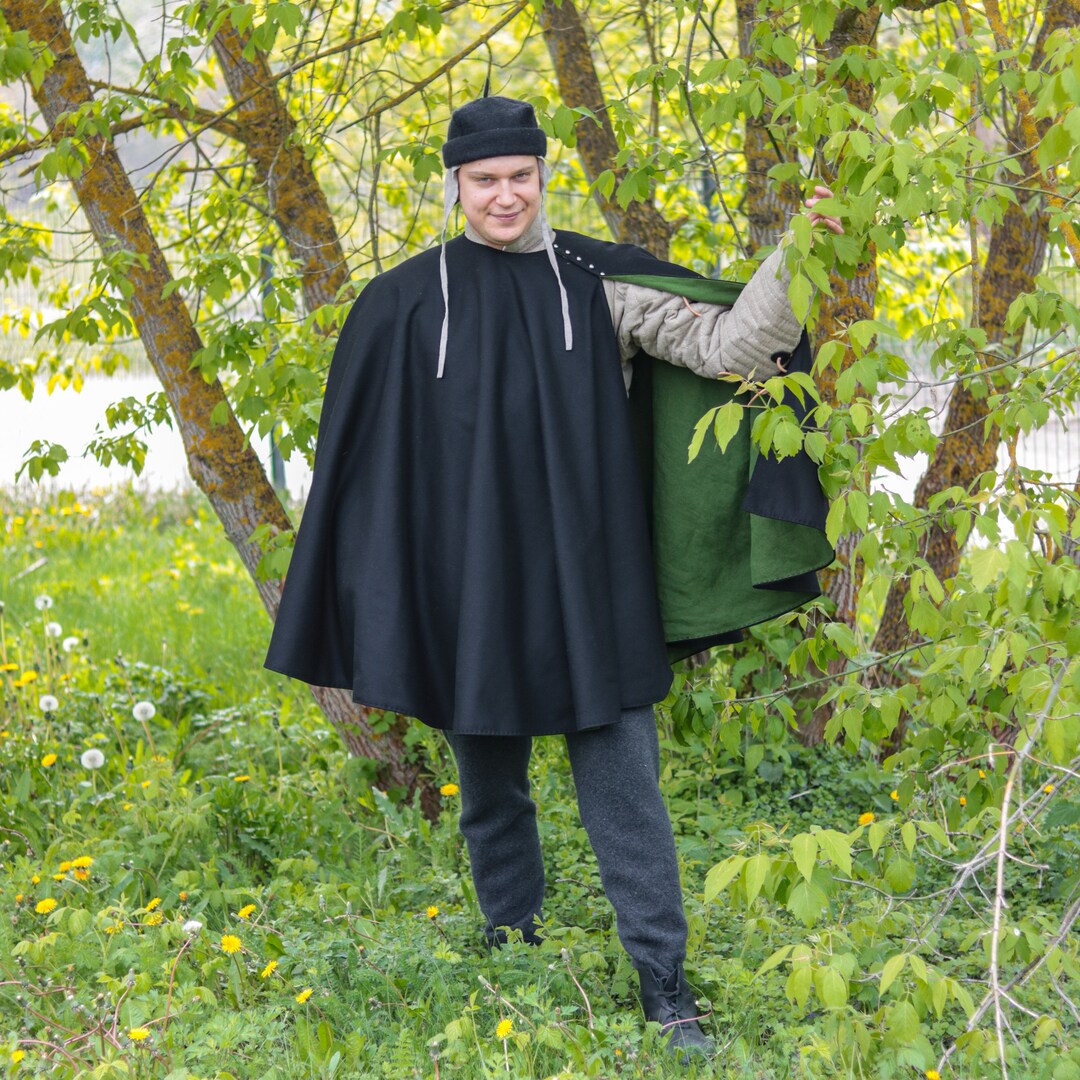 Full Circle Cloak - Medieval Pilgrim Cape From Wool - Reenactment ...
