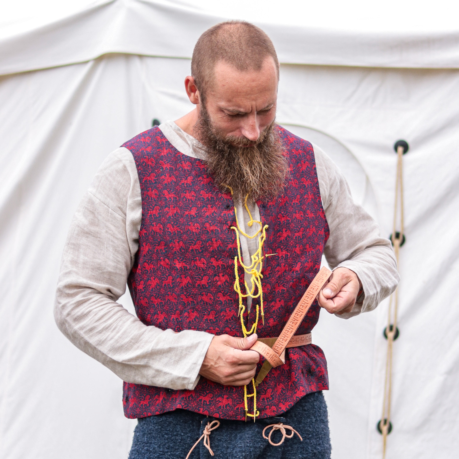 Patterned Vest - 100% Linen - Medieval Waistcoat for Men - Charles De ...
