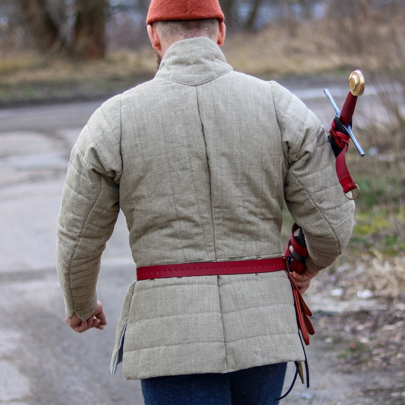 FG Gambeson Natural Linen Medieval Padded Armor 15th - Etsy