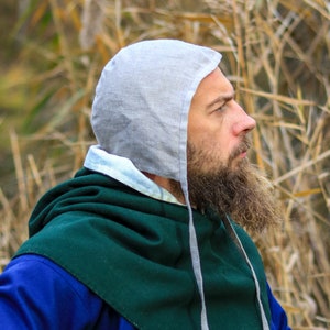 Linen Coif - Medieval Headwear for Men - Reenactment & LARP Cap ...