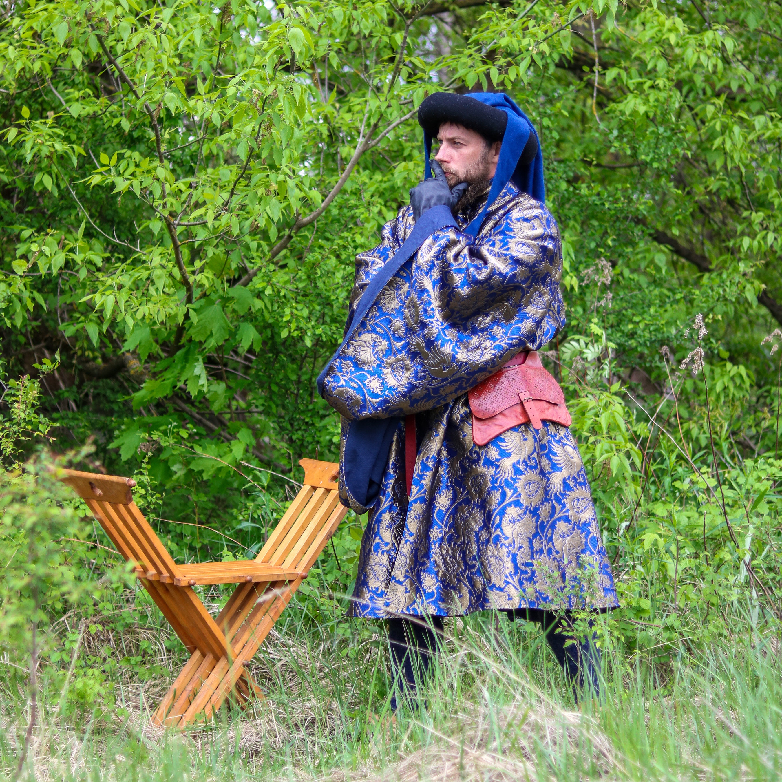 Houppelande - Patterned Brocade - Medieval Gown for Men - Court Dress ...
