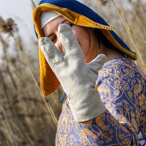 Medieval Gloves - 100% Linen - Women’s Three-finger Gloves - Linen ...