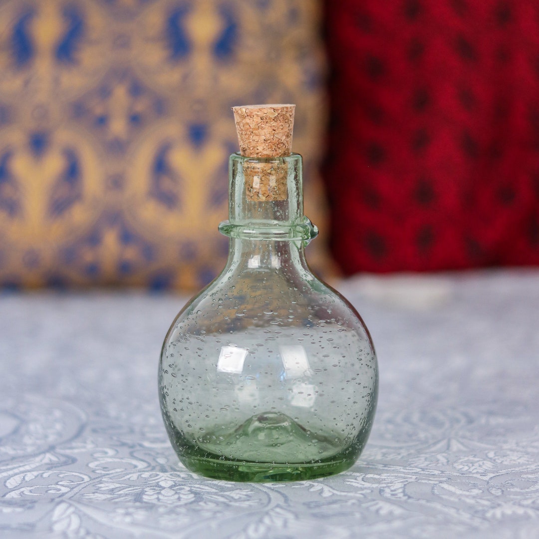 Benedict Bottle Dark Green - 200ml Medieval Glass Bottle With Cork ...