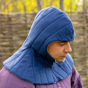 Medieval Padded Hood for Helmet, Chainmail - Linen Arming Cap for ...