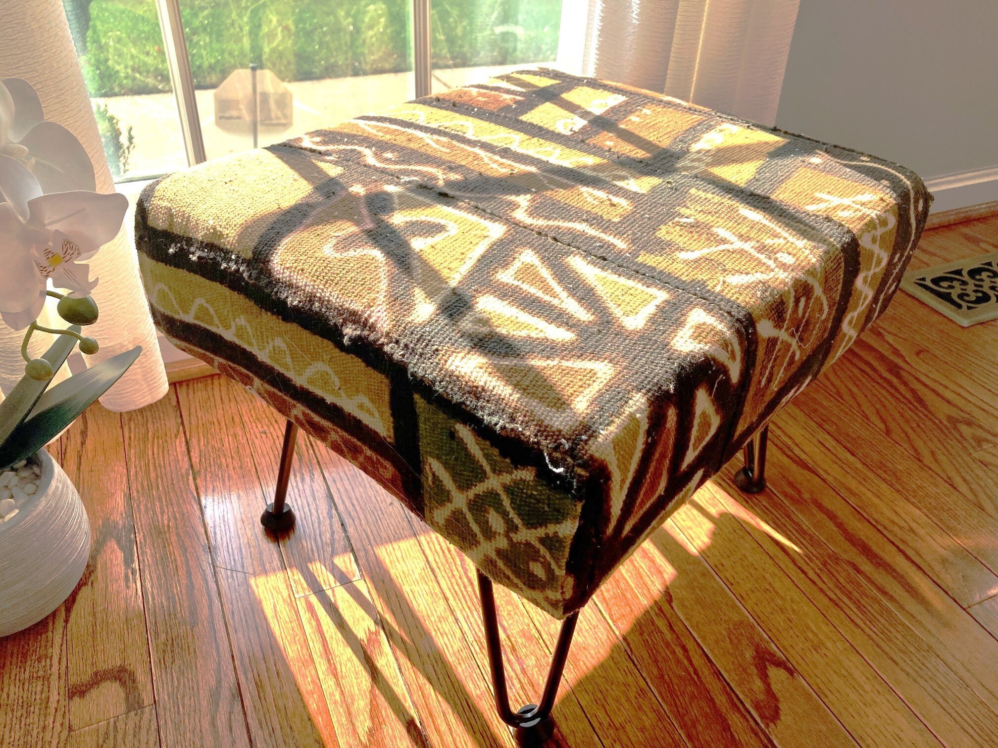 Multi-colored Authentic African Footstool, Handwoven Boho Seating ...
