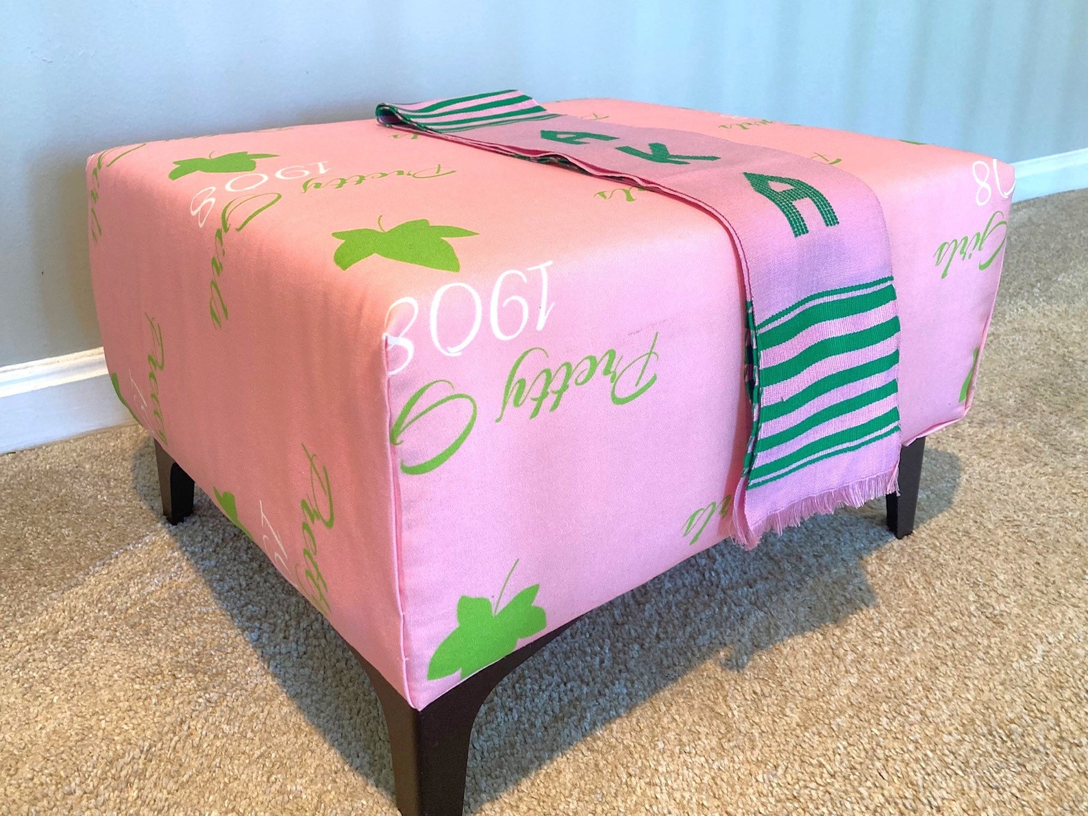 Alpha Kappa Alpha Footstool With Complimentary Sash, Sorority Home ...
