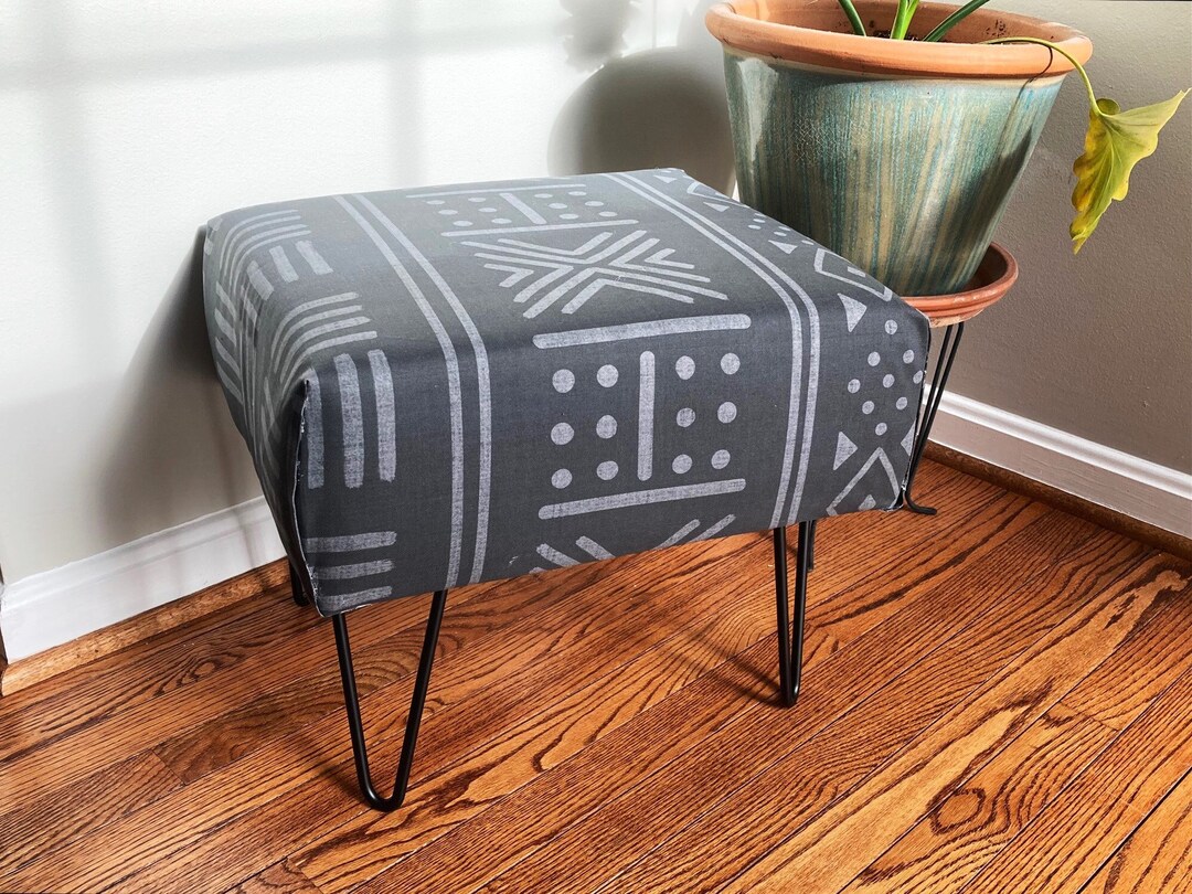 Gray African Print Ottoman - Etsy