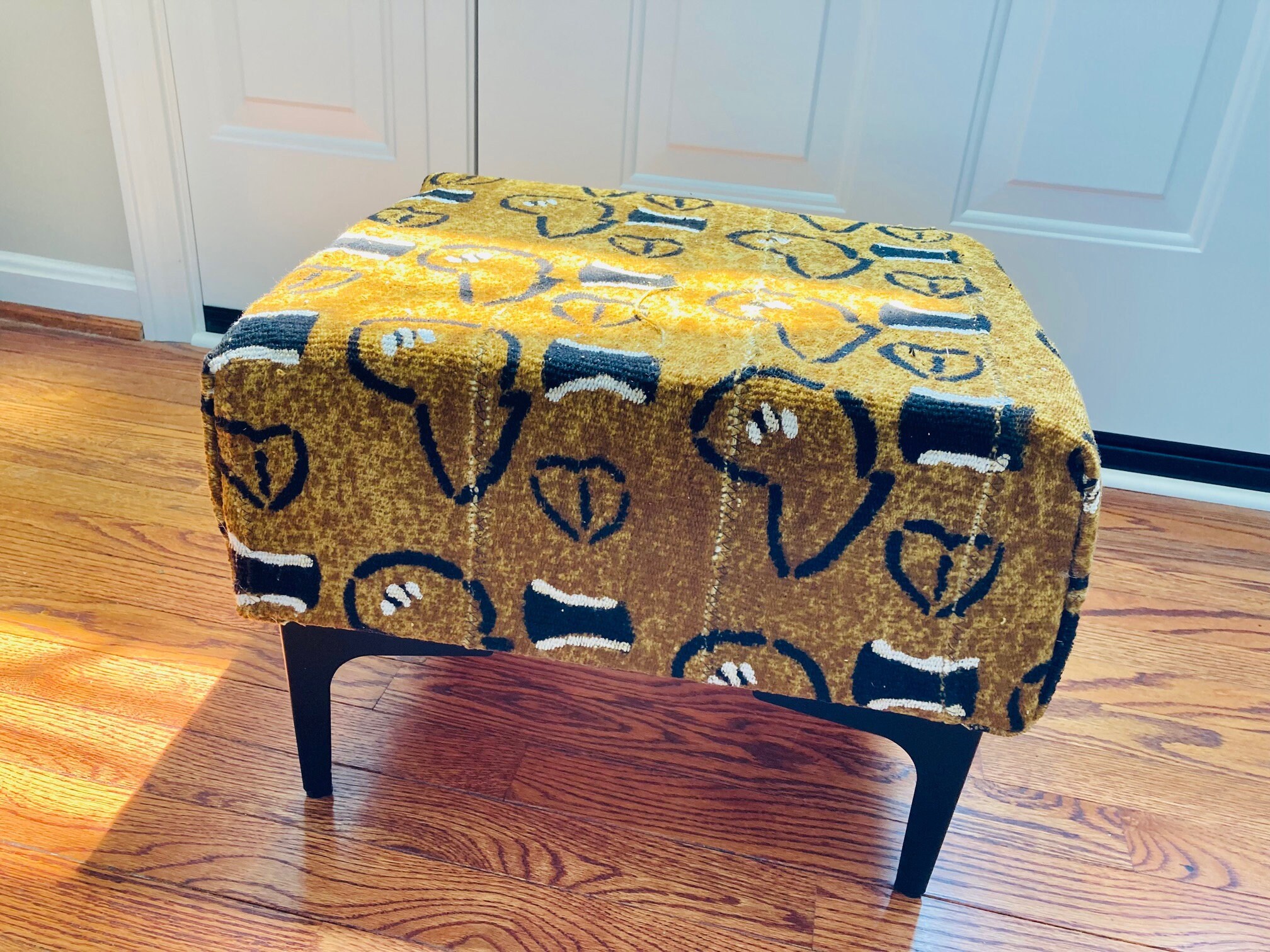 Black/gold African Mud Cloth Footstool - Etsy