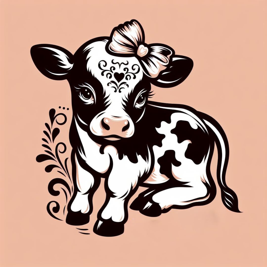 Decorative Coquette Baby Cow SVG/PNG - Etsy