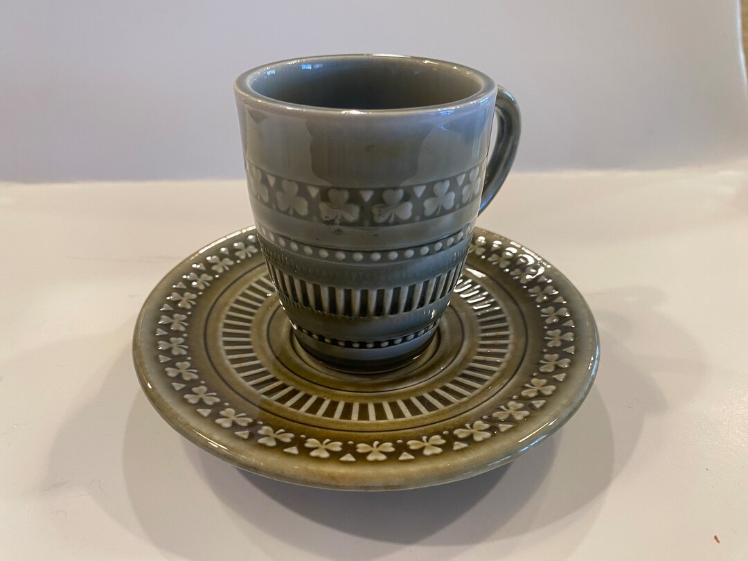 Small Wade Irish Porcelain Shamrock Coffee Mug and Saucer Made in ...