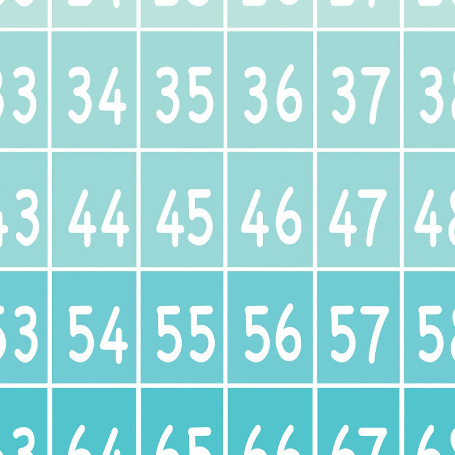 Teal Ombre Number Chart Ombre Number Chart Classroom Chart - Etsy