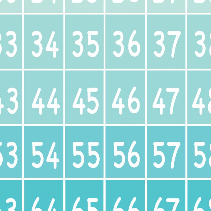 Teal Ombre Number Chart Ombre Number Chart Classroom Chart - Etsy