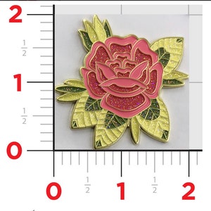 Soft Enamel Glitter Traditional Rose Pin Tattoo Flash - Etsy