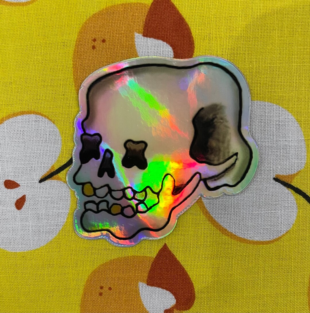 2 Inch Holo Traditional Tattoo Skull - Etsy