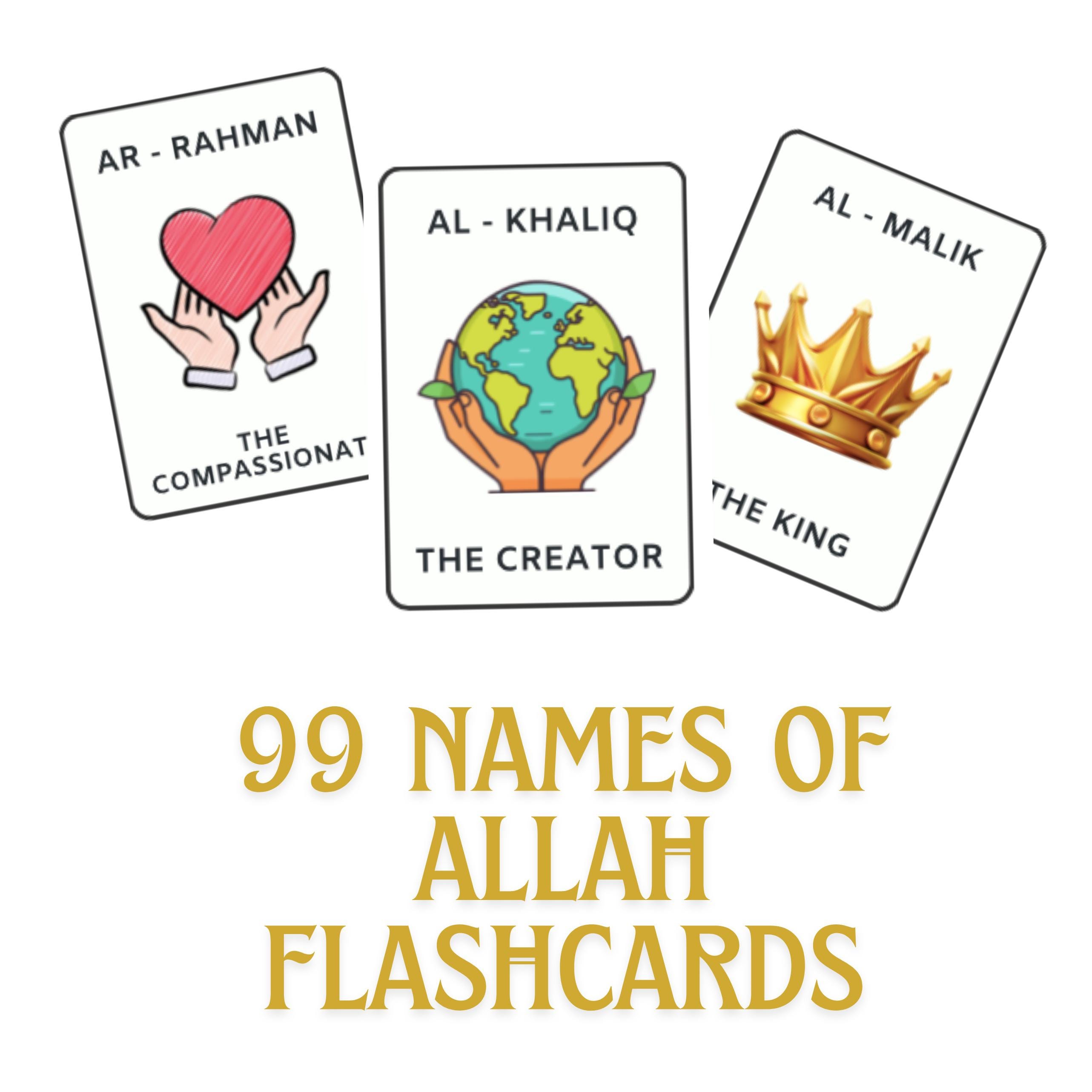99 Names of Allah Flashcards | Digital Printable Product | Islamic Gift ...