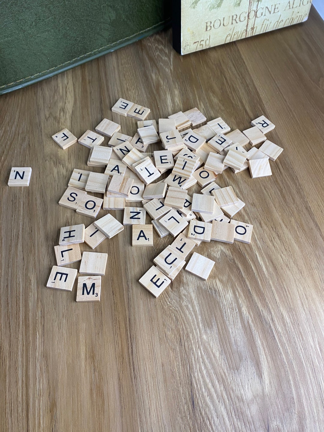 100 Random Wooden Scrabble Game Letter Pieces Crafting Wood Square ...