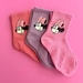 Minnie Mouse Applique Red Polka Dot Ruffle Ribbon Socks - Vacation ...