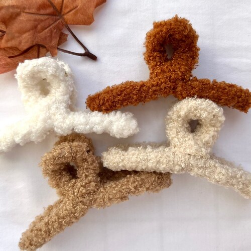 Teddy Claw Clip/sherpa/large Hair Clip/fuzzy Clip/womens Hair - Etsy