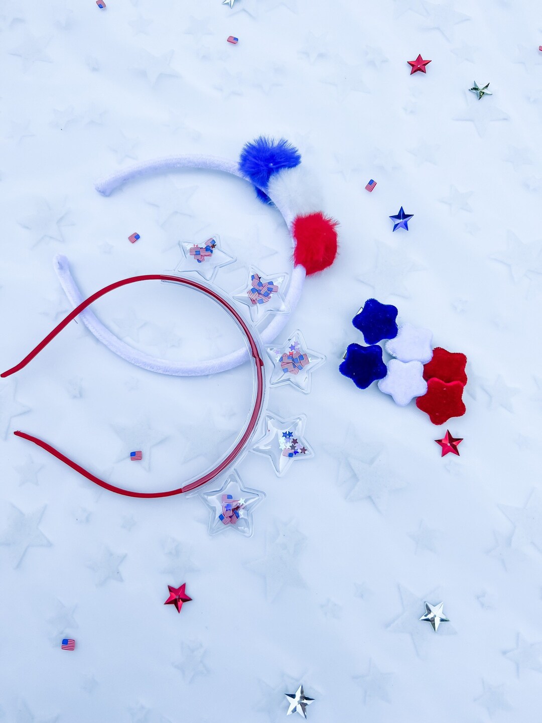 4th of July Headbands & Velvet Star Clip Set/pom Pom/shaker Headband ...