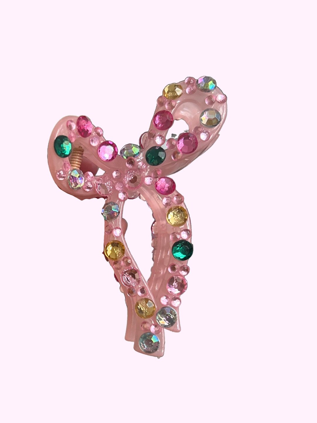 Pink Bedazzled Bow Claw Clips/pink Christmas/gems/green/stocking ...