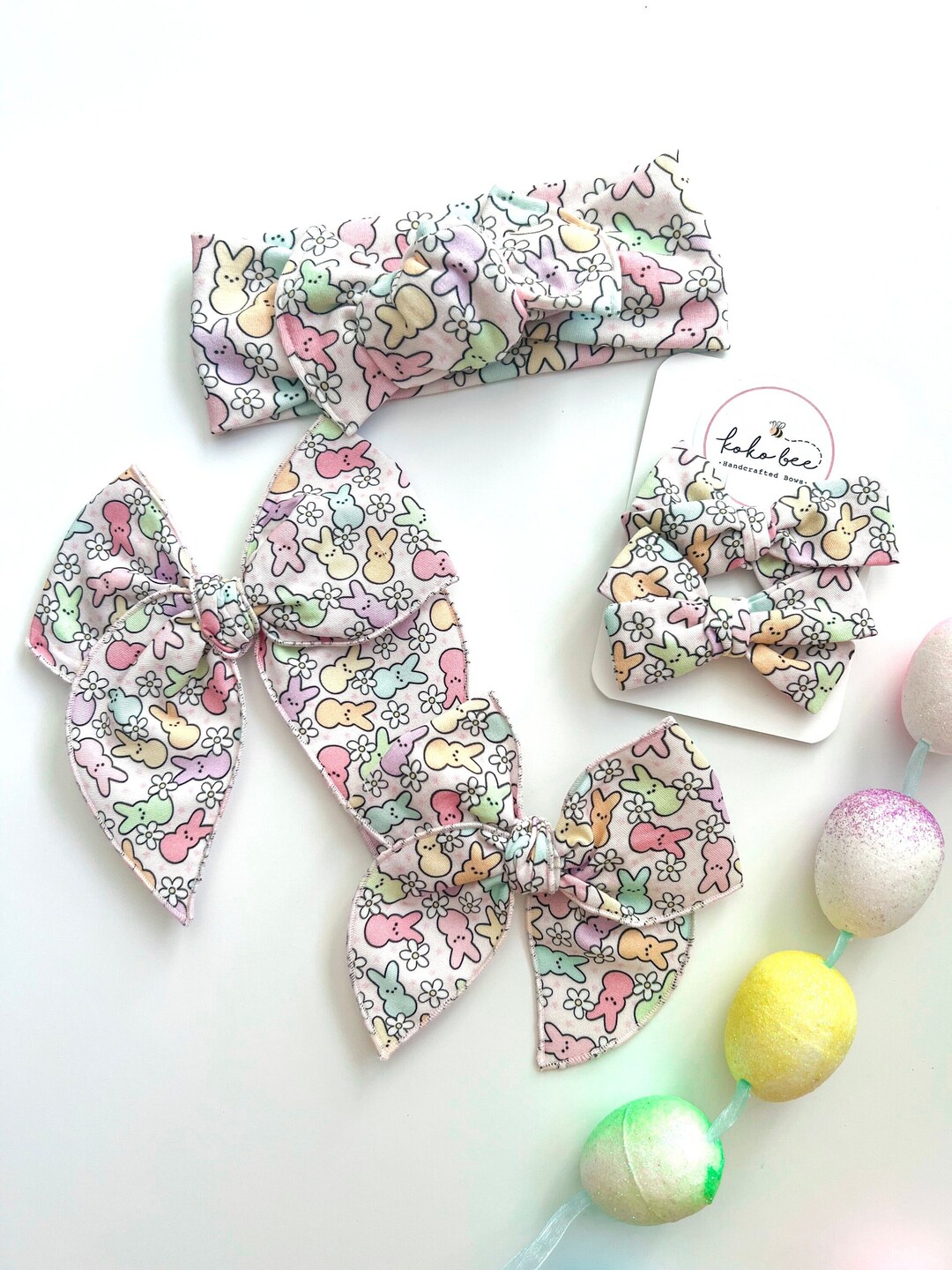 Colorful Peep Bunny Bows/spring/easter/baby Girl/toddler/headwrap ...
