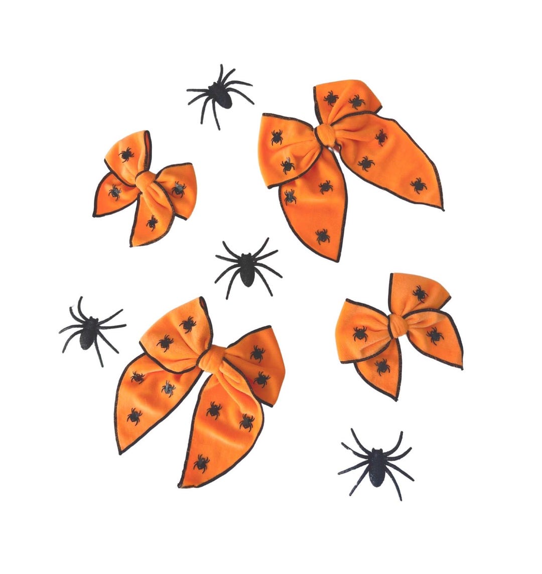 Orange Velvet Spider Bows/toddler/mini/xl/halloween/alligator Clip/pink ...
