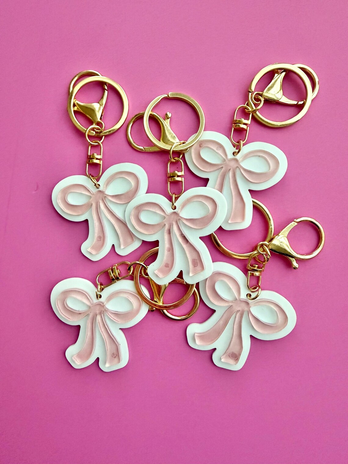 Small Pink Bow Keychains/accessories/women’s/girlie/coquette - Etsy