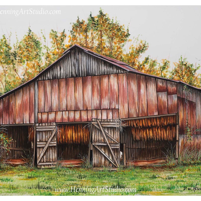 Tobacco Barn Painting - Etsy