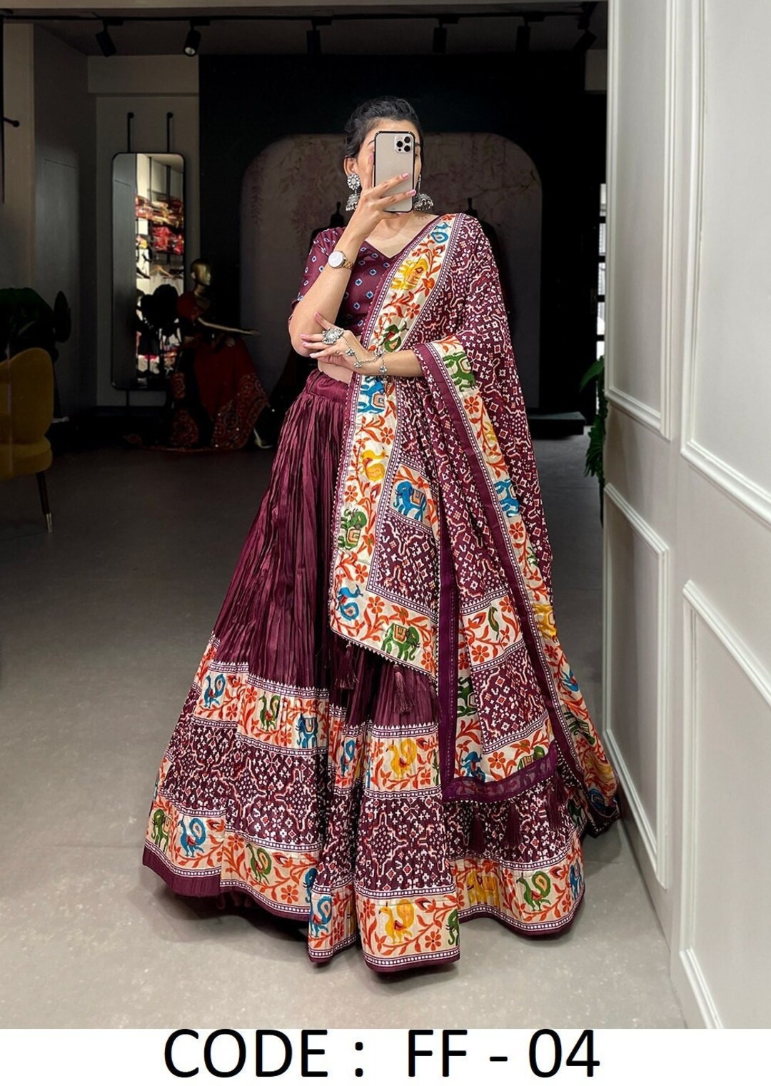 Traditional Indian Attire Gaji Silk Indian Gujarati Lehenga - Etsy