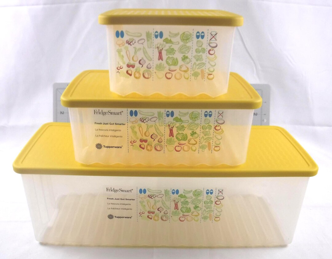 Set of 3 Vintage Tupperware Rectangular Fridgesmart Food Storage Vented ...