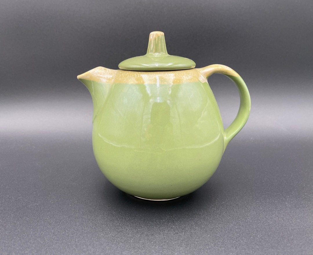Hull Pottery Avocado Sea Foam Green Drip Tea Pot - Etsy
