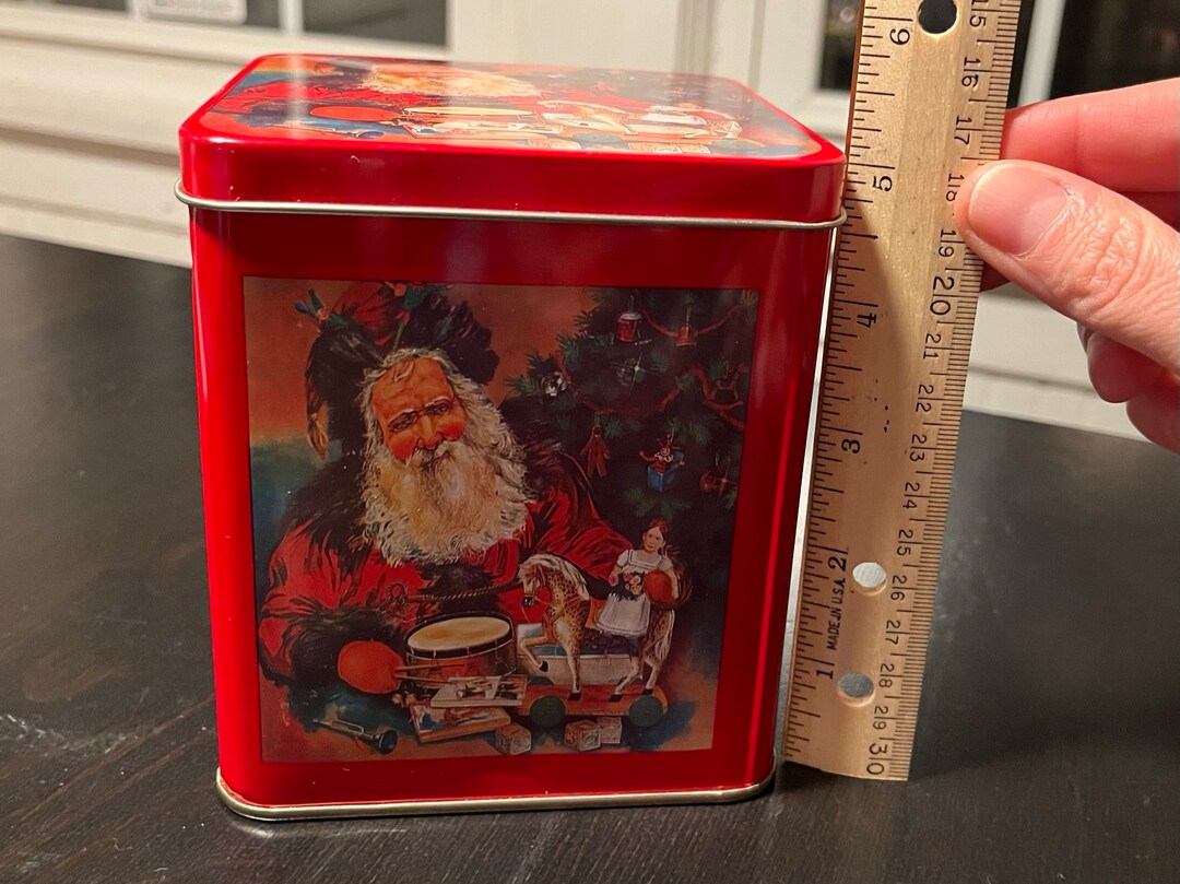 Vintage Santa's Workbench Santa Tin Canister - Etsy