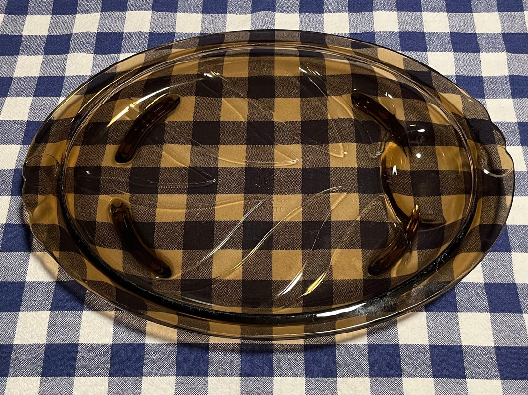 Pyrex Tree of Life Footed Meat Platter Smokey Brown - Etsy
