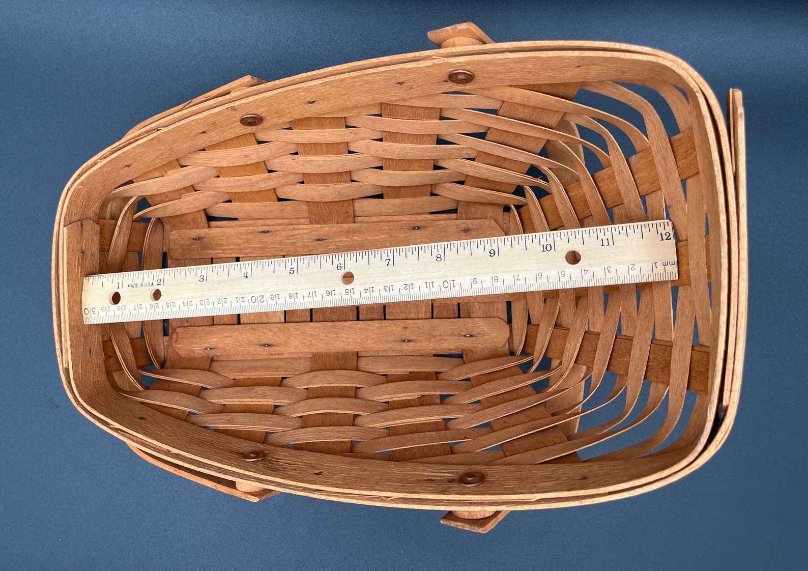 Longaberger Angled Fruit & Vegetable Basket With Wooden Swing Handles ...