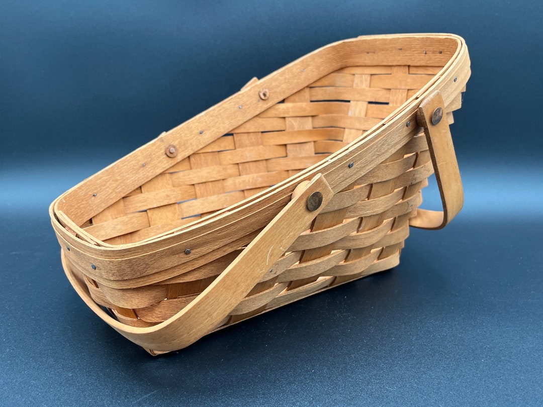 Longaberger Angled Fruit & Vegetable Basket With Wooden Swing Handles ...
