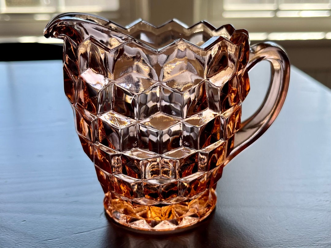 Vintage Peachy Pink Cubist Creamer Pitcher - Etsy