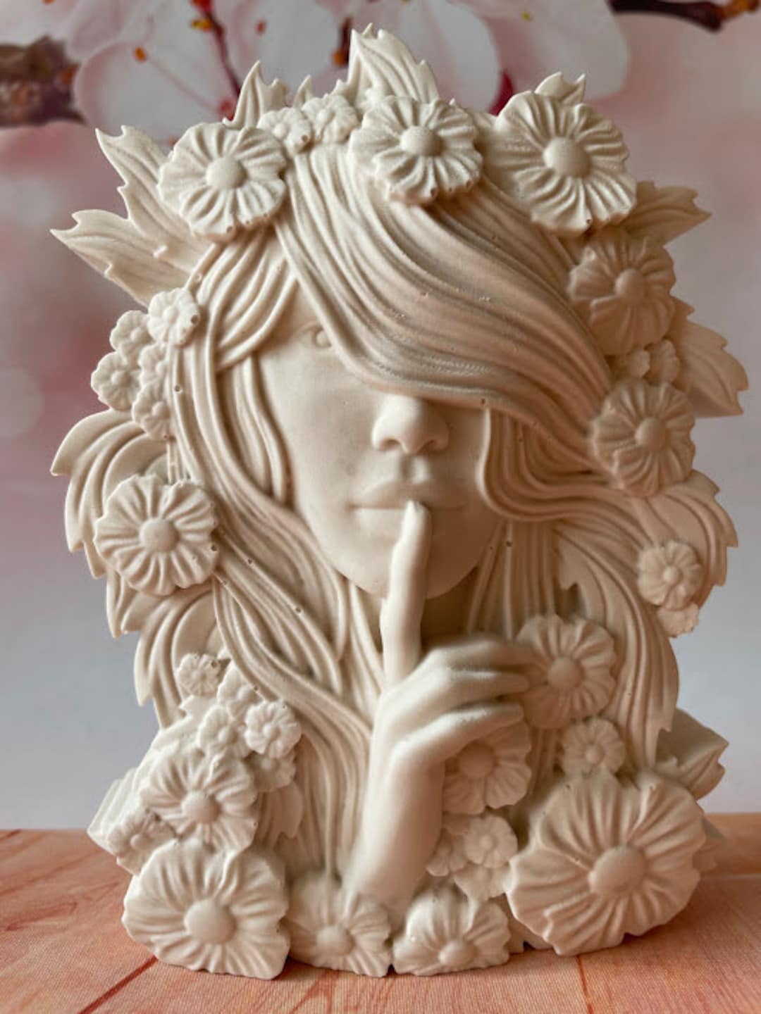 Ready to Paint Female Bust Statue, Flower Woman, Lady, Raw Materials ...