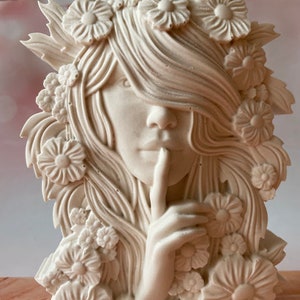 Ready to Paint Female Bust Statue, Flower Woman, Lady, Raw Materials ...