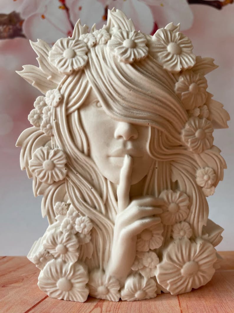 Ready to Paint Female Bust Statue, Flower Woman, Lady, Raw Materials ...