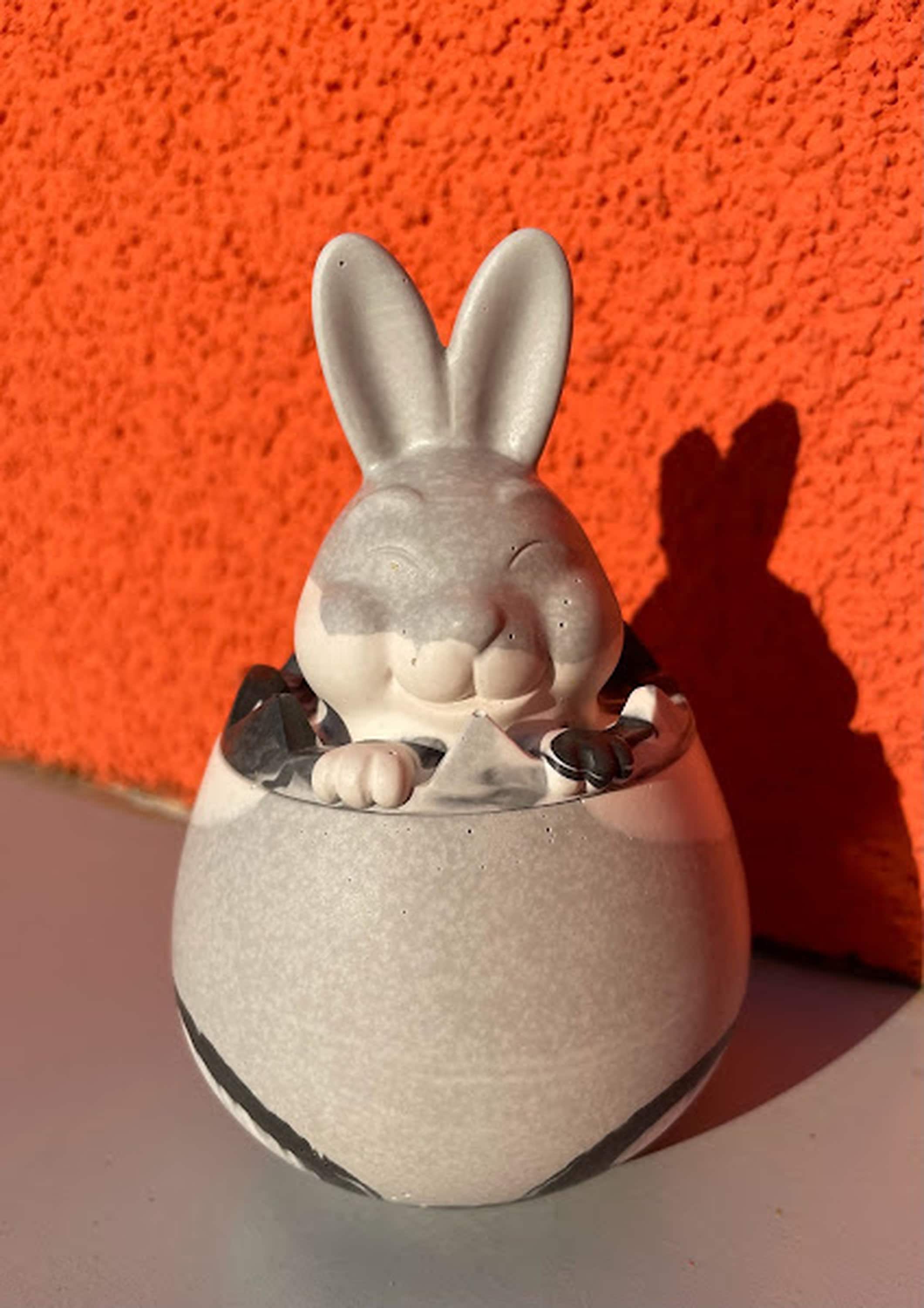 Colorful Rabbit Vase, Bunny Décor, Candy Bowl Gypsum, Serving Romantic ...